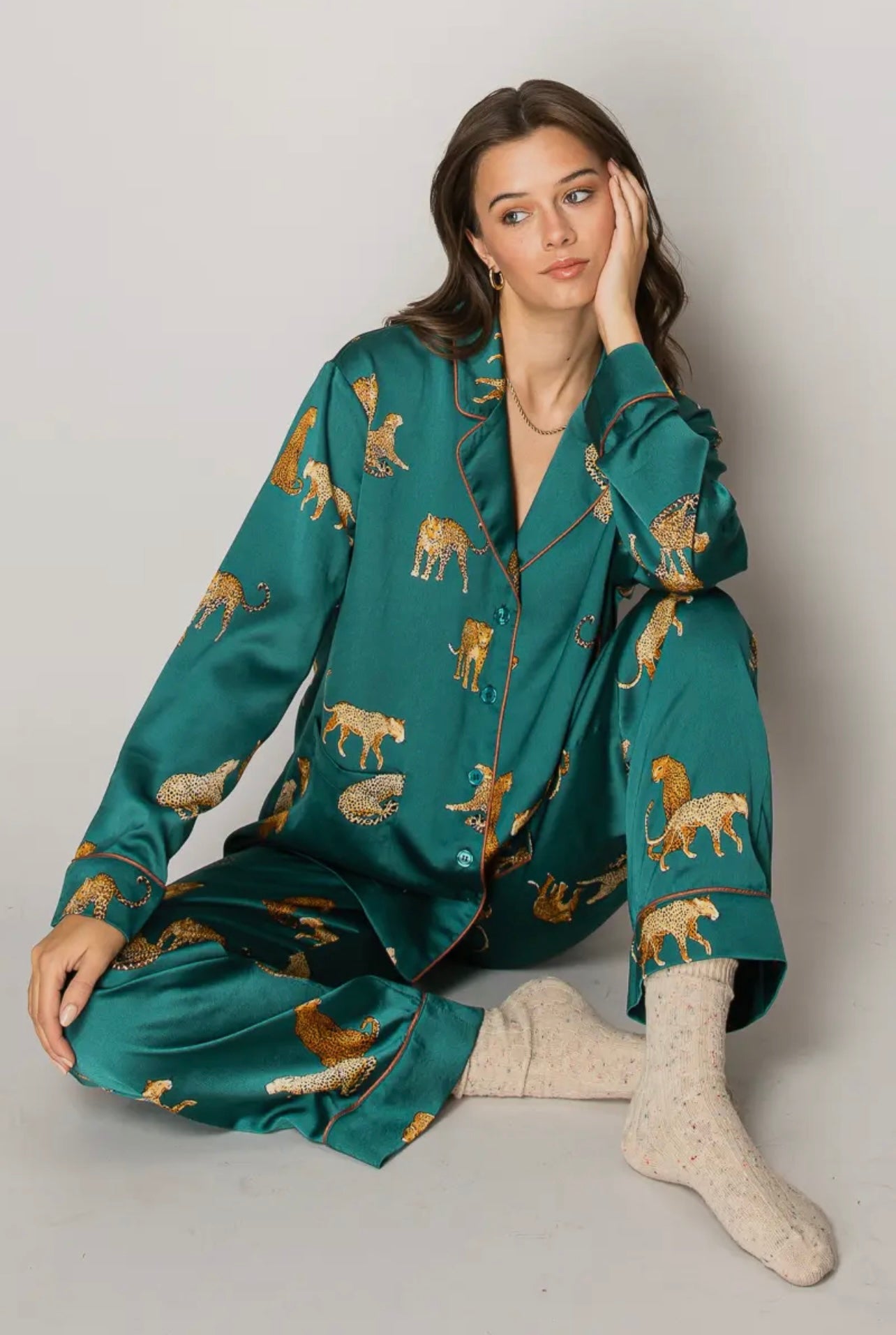 Shop Silky Cheetah Pajama Set for Wome - Style Trolley
