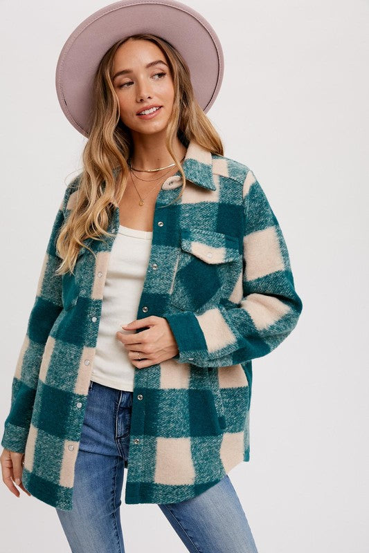 Calista Brushed Flannel Plaid Shacket – Style Trolley